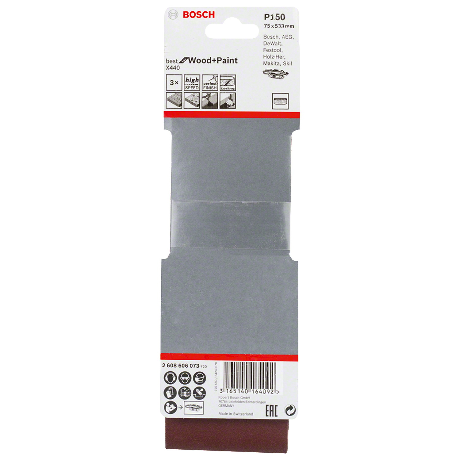 2608606073 Lija de banda Bosch X440 Best Wood&Paint 75x533mm G150 3und ...