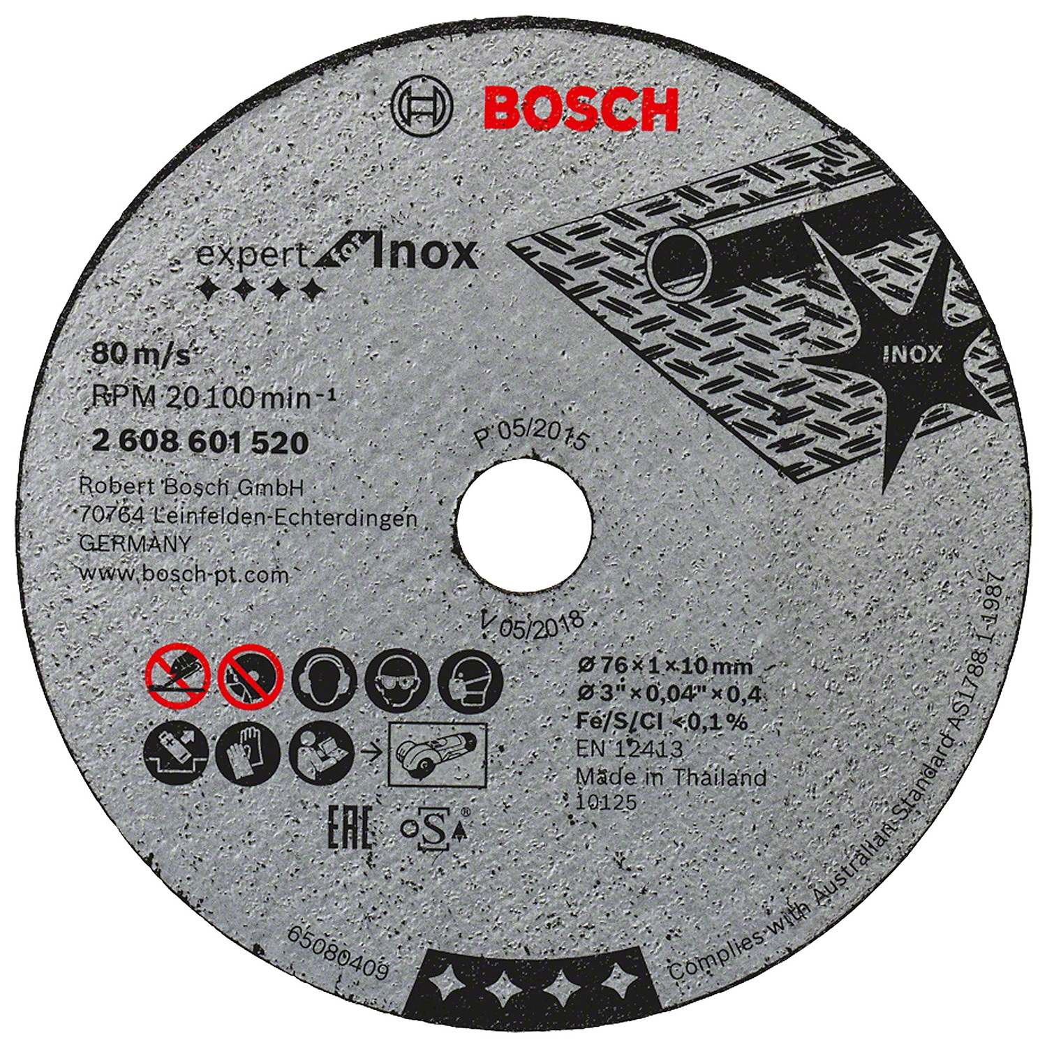 2608601520 Paquete con 5 Discos de Corte Bosch Expert for Inox 76×1 ...